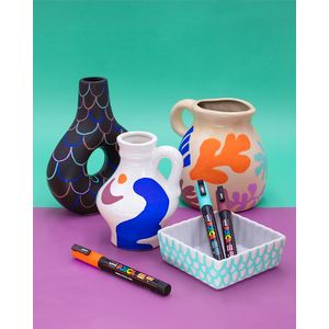 Paintmarker Uni POSCA Sticker Graffiti assorti metalen koffer à 20st